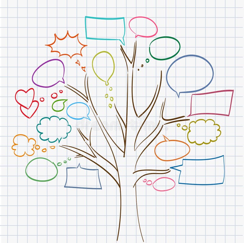 Tree with speech bubbles stock vector. Illustration of season - 30938763