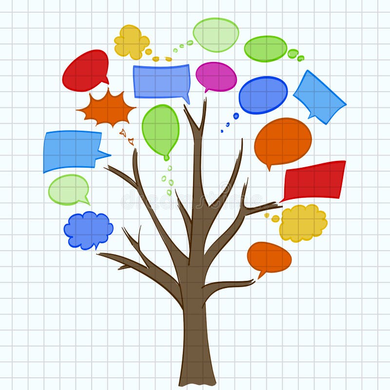 Tree with speech bubbles stock vector. Illustration of communicate ...