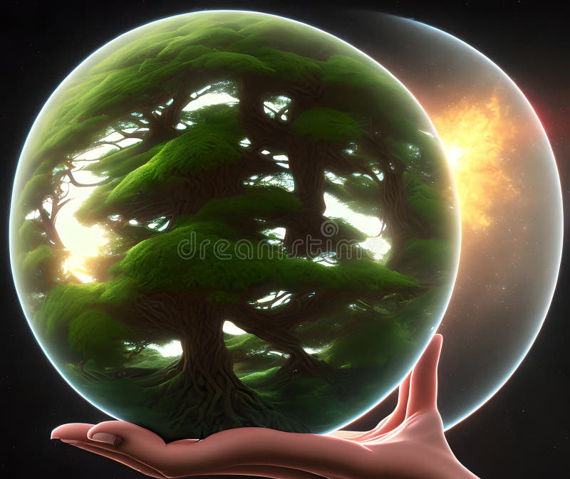 Tree in Sphere, Generative AI Illustration Stock Photo - Image of ...