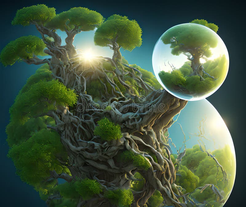 Tree in Sphere, Generative AI Illustration Stock Illustration ...