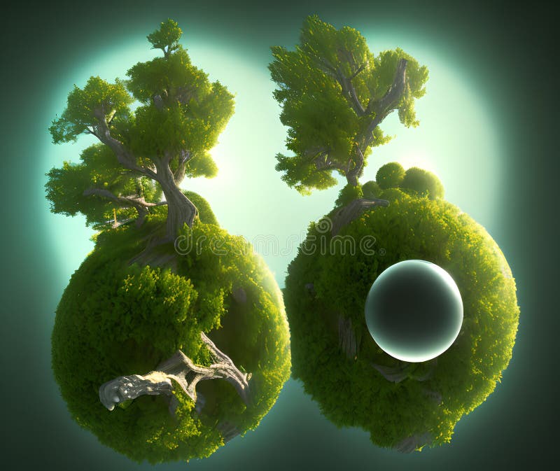 Tree in Sphere, Generative AI Illustration Stock Illustration ...