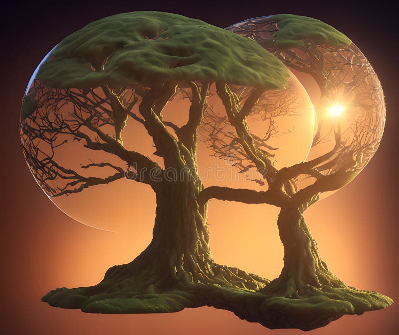 Tree in Sphere, Generative AI Illustration Stock Illustration ...