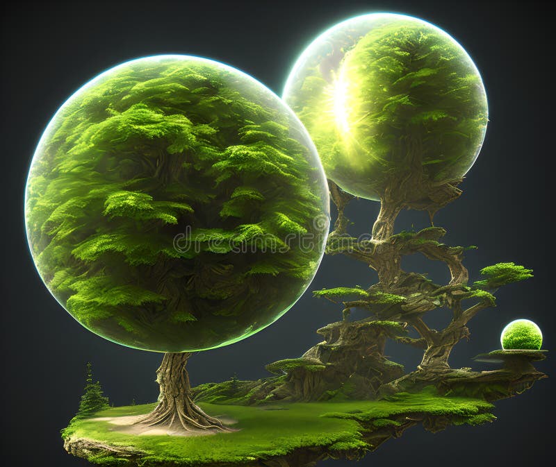 Tree in Sphere, Generative AI Illustration Stock Illustration ...