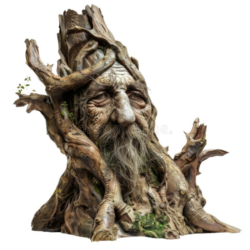 Tree Spirit Sculpture with Human-like Face Stock Illustration ...