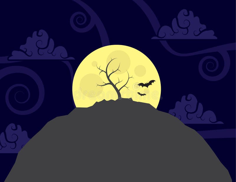 Tree Spooky Moon stock vector. Illustration of mountain - 26710727