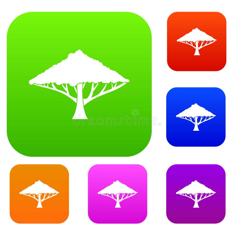 Tree with a Spreading Crown Set Collection Stock Vector - Illustration ...