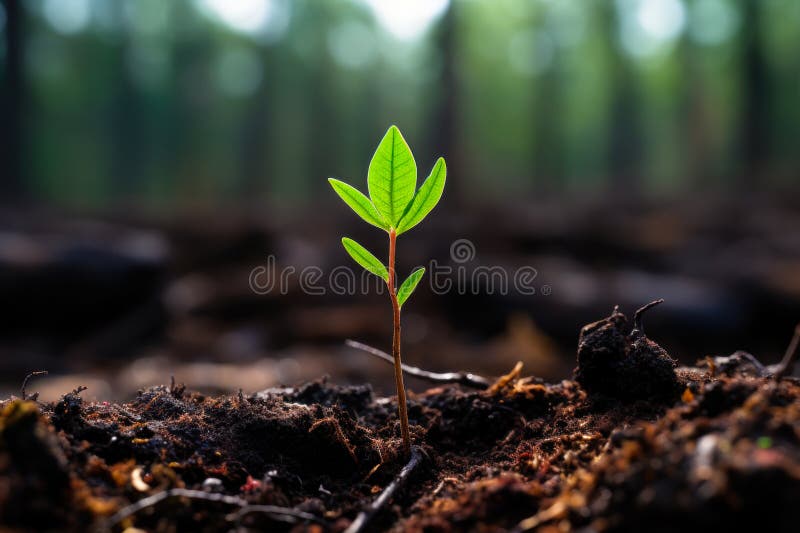 Tree Sprout Sprouts from the Ground. Generative Ai Stock Photo - Image ...