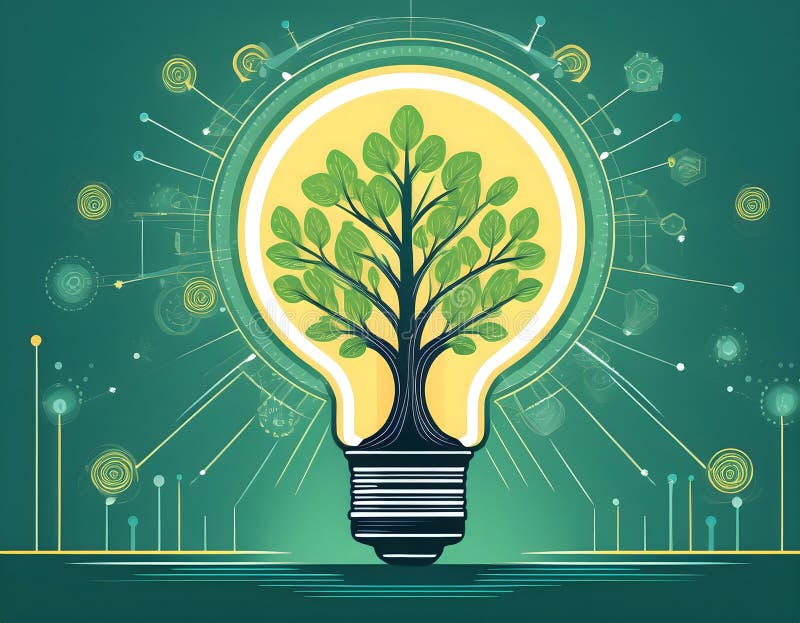 Tree Sprouting from a Light Bulb, Symbolizing Ideas and Development ...