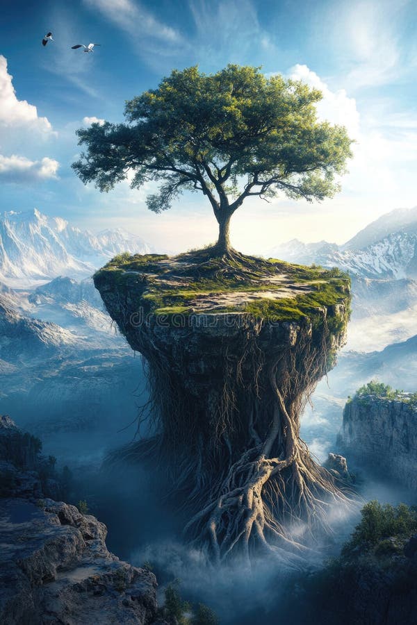 Cliffside Tree stock image. Image of serene, hill, outdoor - 388951659