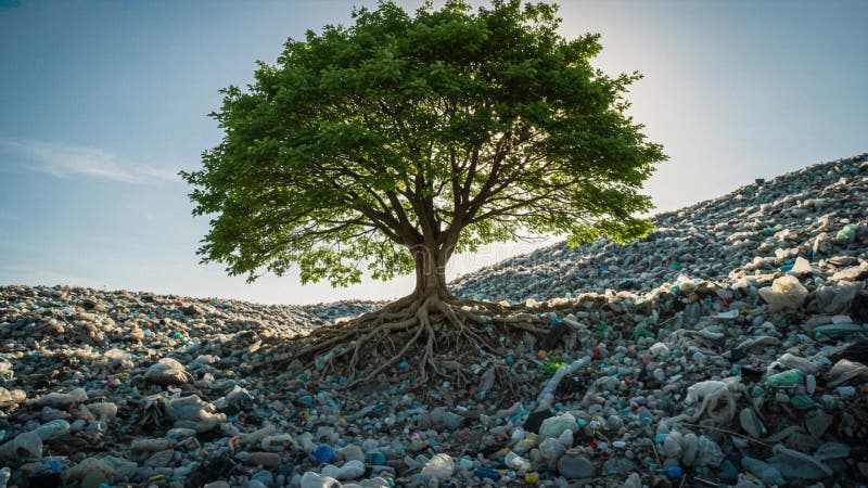 Tree Stands Resilient on a Mountain of Waste in a Stark Reminder of ...