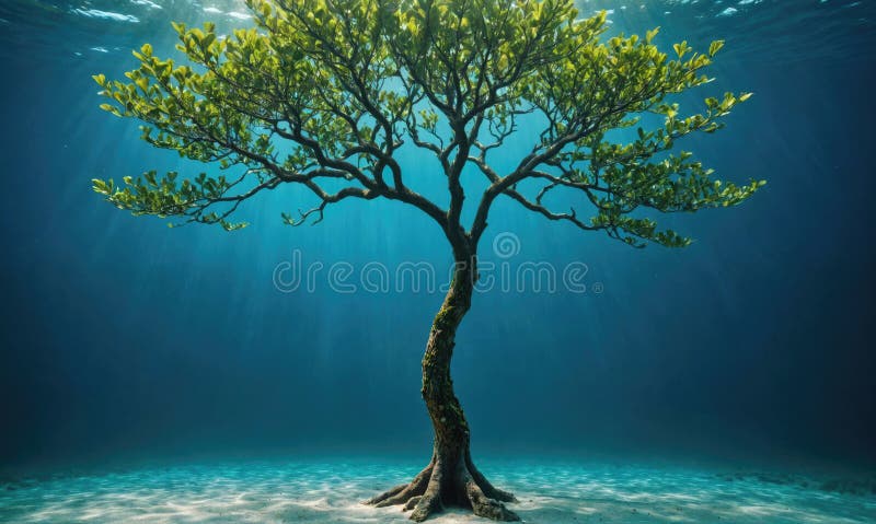 A Tree Stands Tall Underwater, Its Branches Reaching Towards the ...