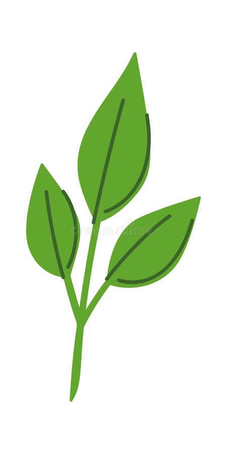 Tree Stem with Leaves Cartoon Stock Vector - Illustration of foliage ...