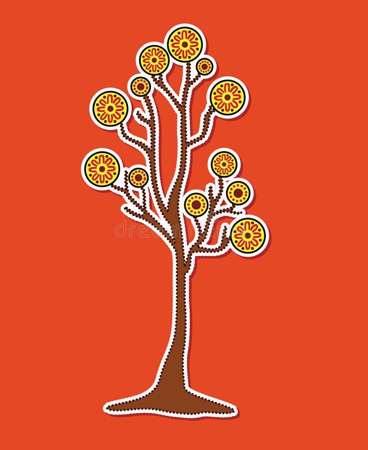 Tree Sticker Illustration Inspired by Indigenous Art Stock Illustration ...