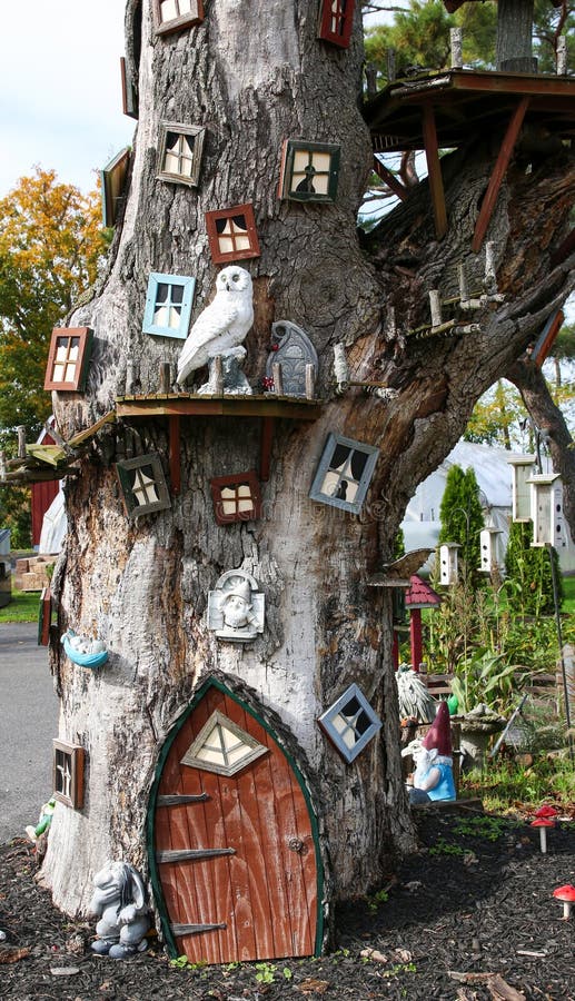 Tree with a Storybook House Embedded Stock Image - Image of wood ...