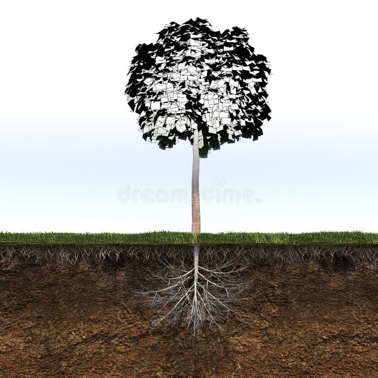 Tree with Strong and Deep Roots, 3d Render Stock Illustration ...