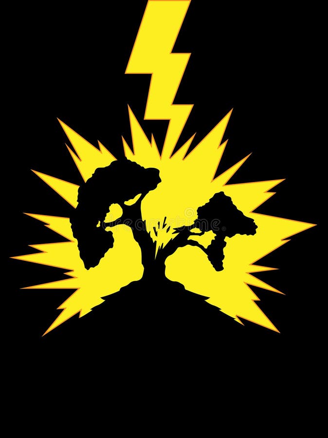 Tree Struck by Lightning stock vector. Illustration of property - 27907896