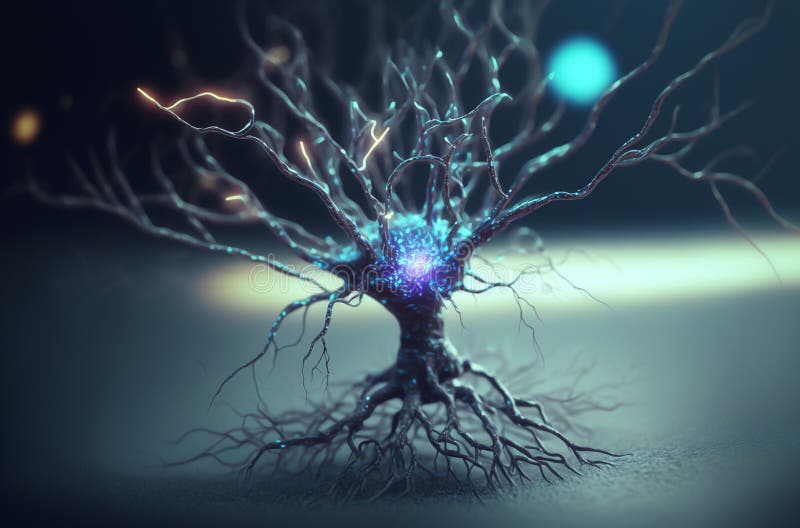 Tree Structure with Illuminated Neurons Stock Illustration ...