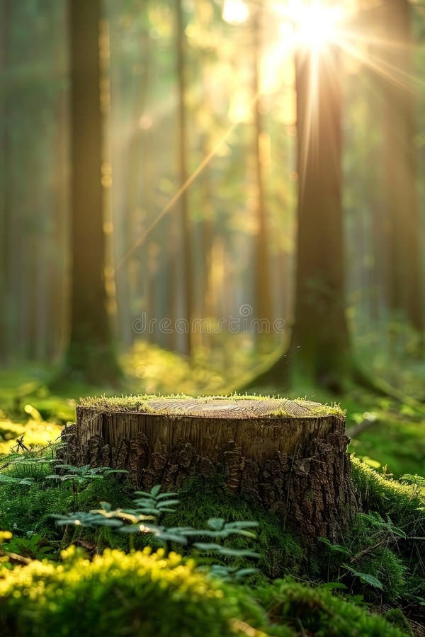 A Tree Stump is Centrally Positioned in a Forest Setting, Surrounded by ...