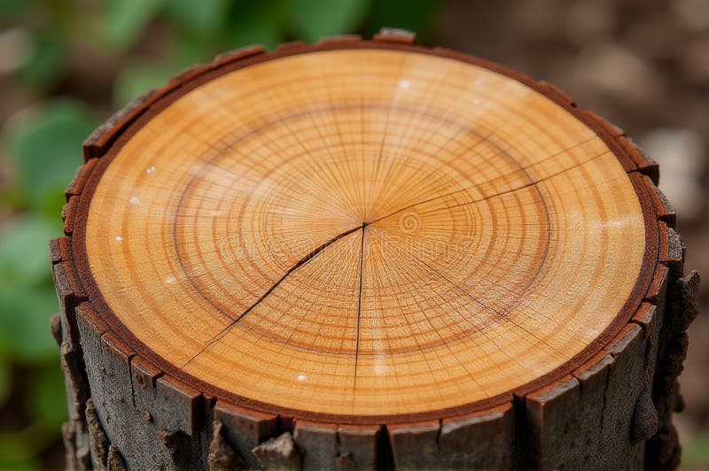 A Tree Stump with a Circular Cut in the Center, Great for Outdoor or ...