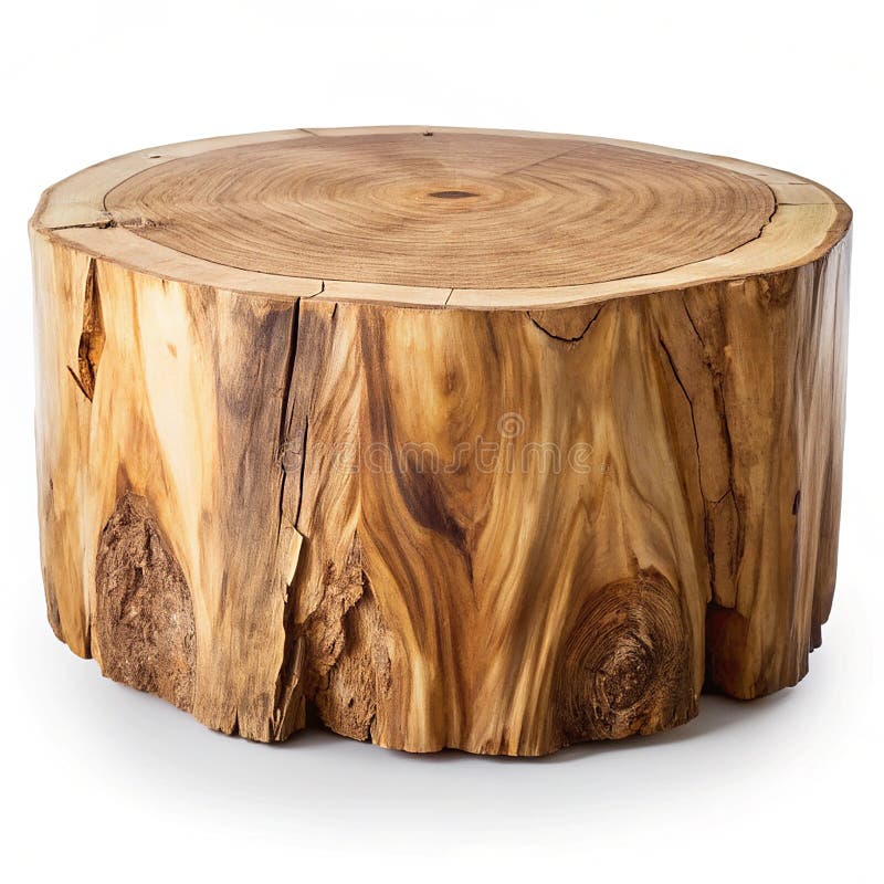 Tree Stump Coffee Table with Natural Wood Grain Stock Illustration ...