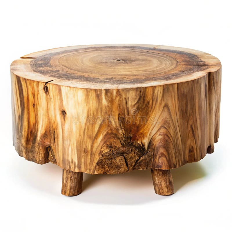 Tree Stump Coffee Table with Natural Wood Grain Stock Illustration ...