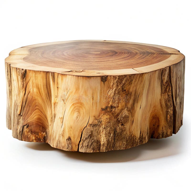 Tree Stump Coffee Table with Natural Wood Grain Stock Illustration ...
