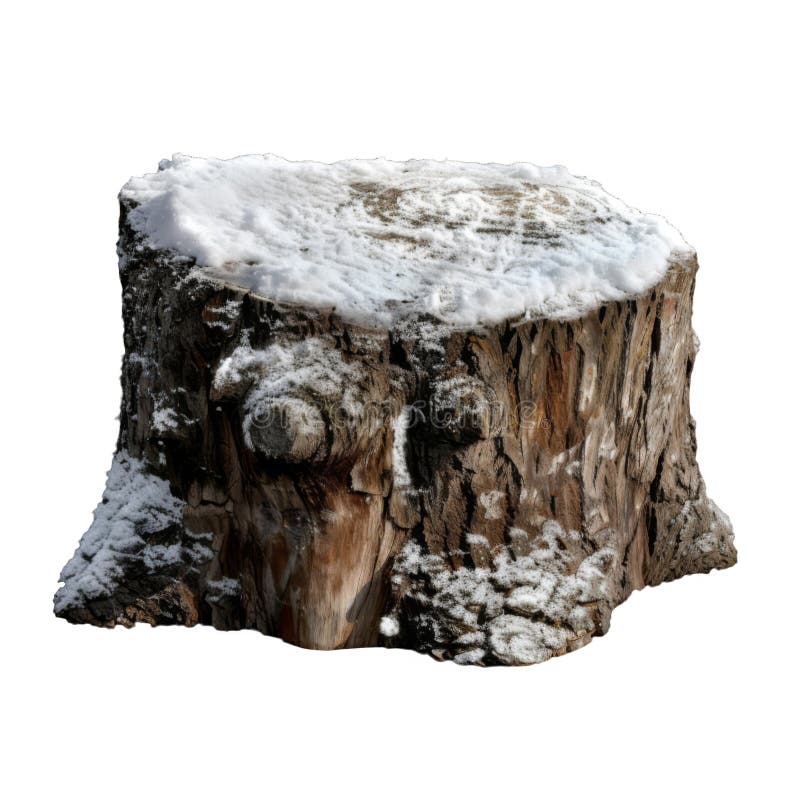 A Tree Stump Covered in Fresh Snow Stock Photo - Illustration of scenic ...