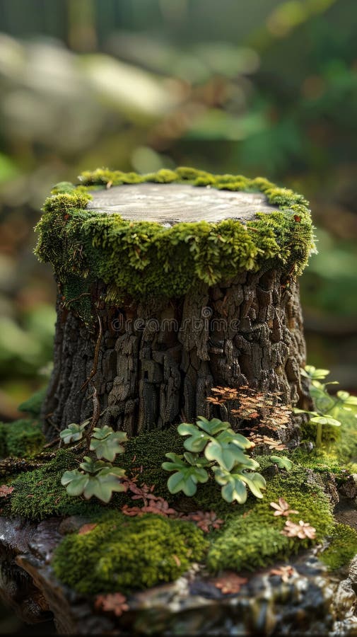 A Tree Stump Covered in Lush Green Moss, Creating a Natural and Organic ...