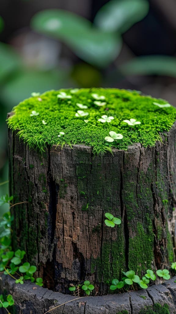 A Tree Stump Covered in Vibrant Green Moss, Showcasing the Natural ...
