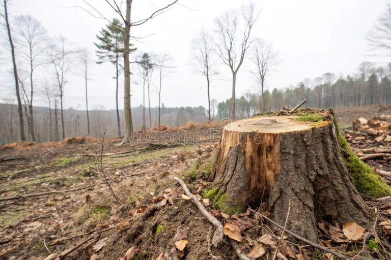 Tree Stump from Cut Tree Representing Deforestation Stock Illustration ...
