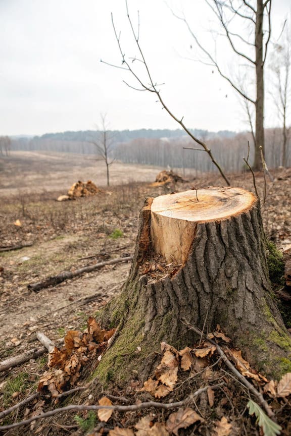Tree Stump from Cut Tree Representing Deforestation Stock Illustration ...