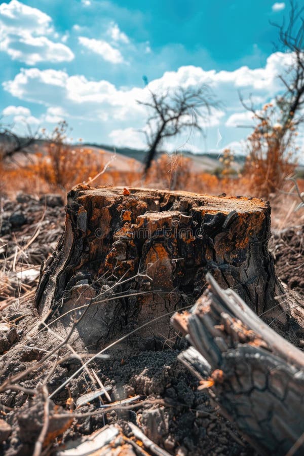 Tree Stump in Field stock image. Image of land, countryside - 374941721