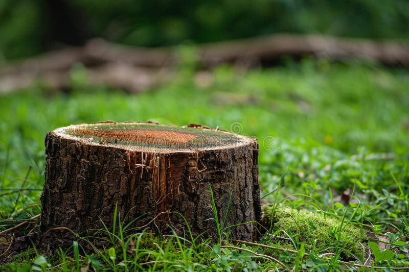 Tree Stump in Forest Floor Symbolizing Deforestation Stock Illustration ...