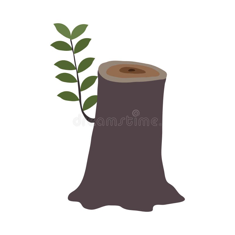 Tree Stump and Growing Young Branch Stock Vector - Illustration of ...