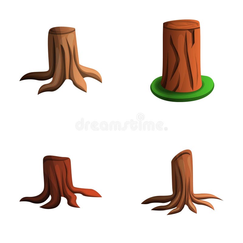 Tree Stump Icons Set Cartoon Vector. Different Stump Stock Vector ...