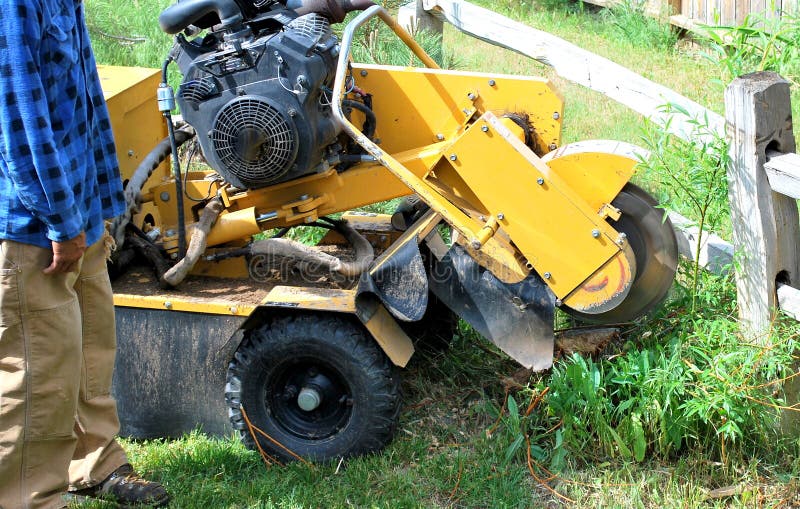 Tree stump machine. stock image. Image of machine, removal - 97433713
