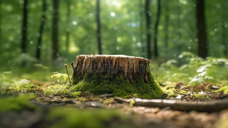 A Tree Stump in the Middle of a Forest. Generative Ai Stock ...