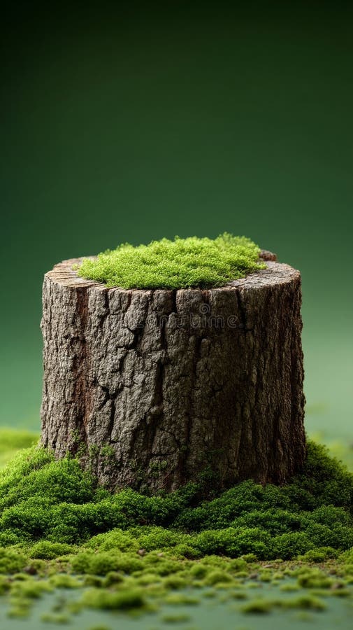 A Tree Stump with Moss Growing Out of it Stock Photo - Image of vibrant ...