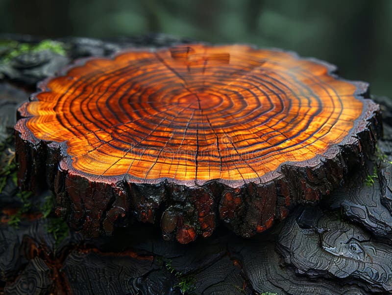 A Tree Stump with a Ring of Light on it Stock Photo - Image of trunk ...