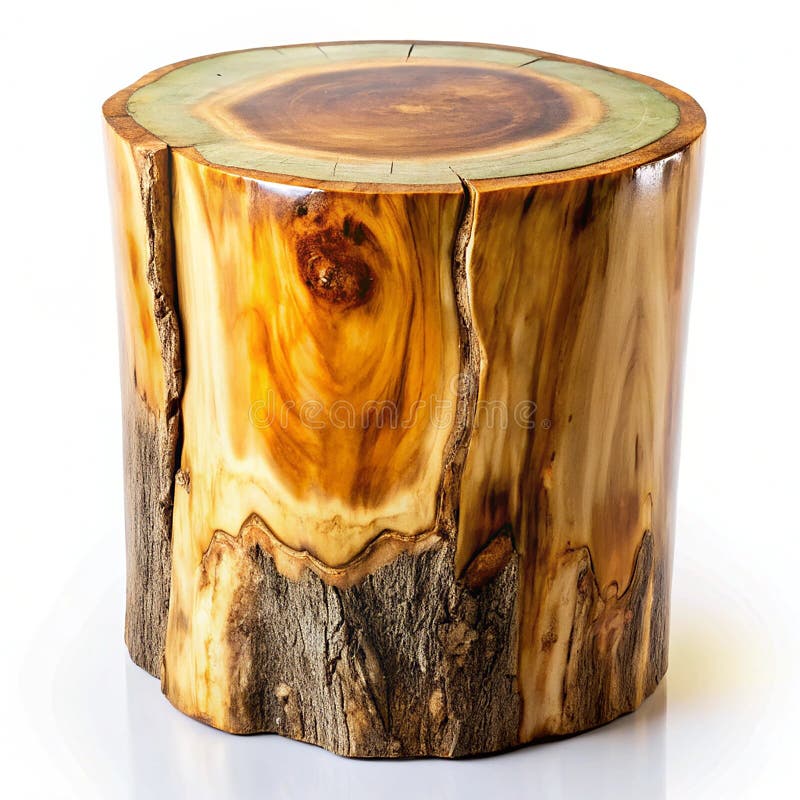 Tree Stump Side Table with Resin-coated Natural Wood Texture Stock ...