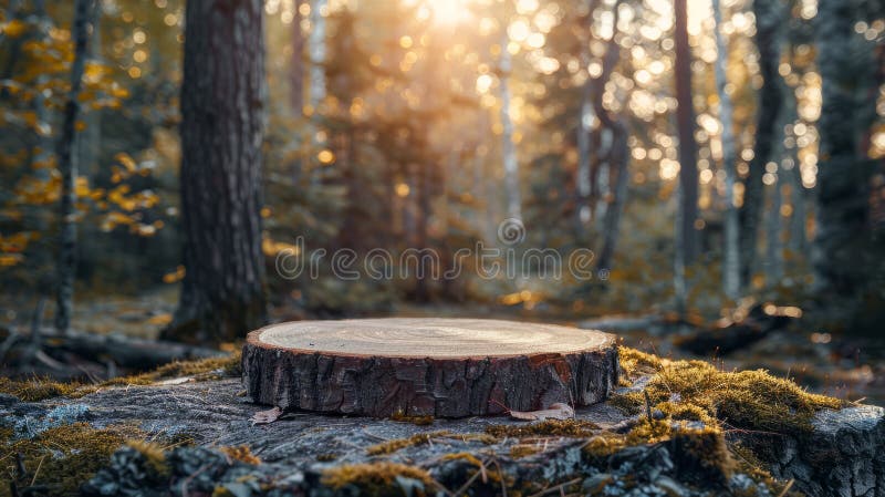 A Tree Stump Stands in the Midst of a Dense Forest, Surrounded by ...