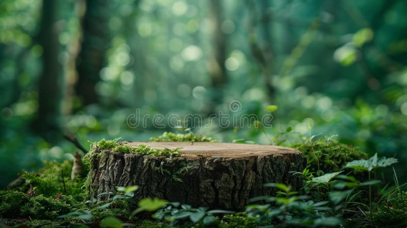 A Tree Stump Stands in the Midst of a Dense Forest, Surrounded by ...