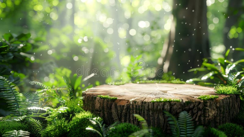 A Tree Stump Stands in the Midst of a Dense Forest, Surrounded by ...