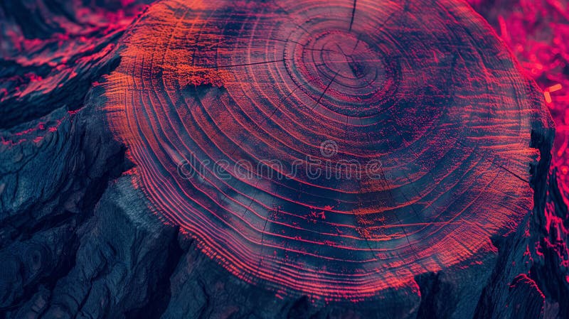 Tree Stump with Vibrant Rings, Artistic Close-up Stock Illustration ...