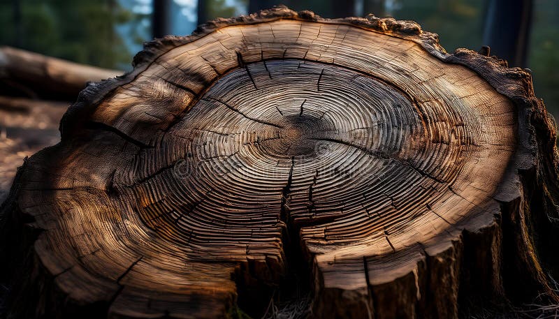 A Tree Stump with Visible Growth Rings and Roots, Highlighting Its Age ...