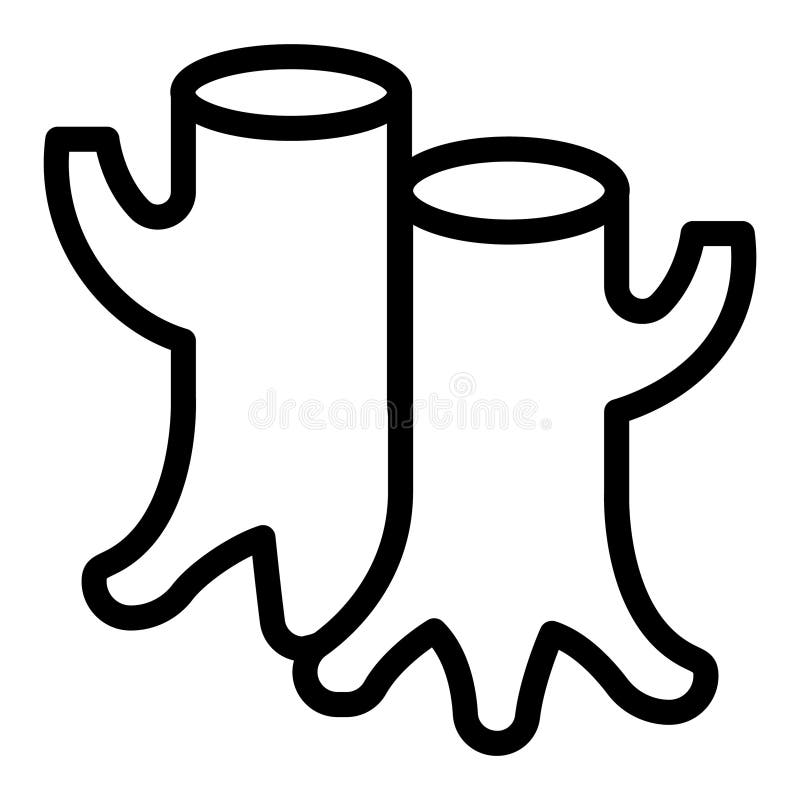 Tree Stumps with Branches Line Icon, Forest Industry Concept. Vector ...