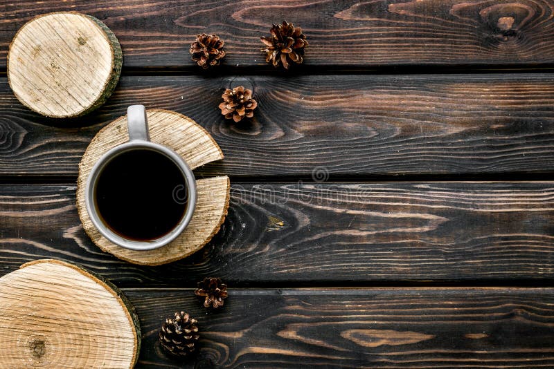 Tree Stumps Coffee Cones Presentation Background Top View Copy Space ...