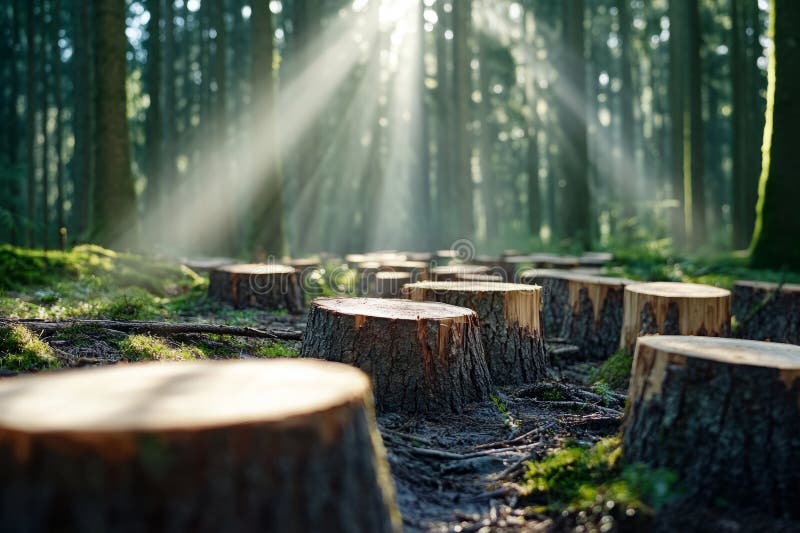 Deforestation. Logging Industry. Logs of Wood are Laid Out in the ...