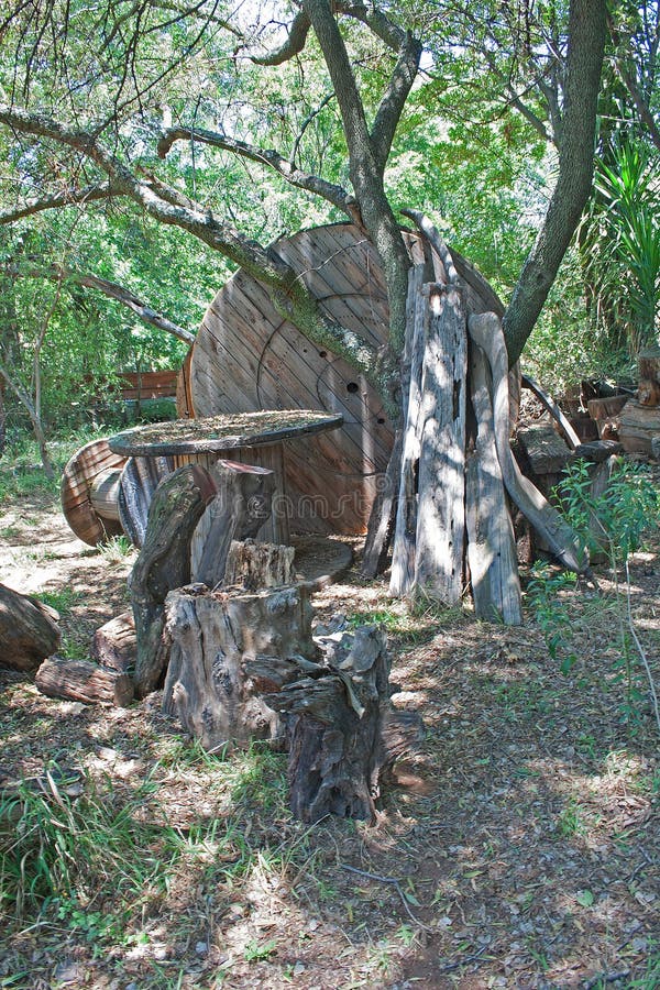 TREE STUMPS and WOOD in a GARDEN Stock Image - Image of green, backyard ...