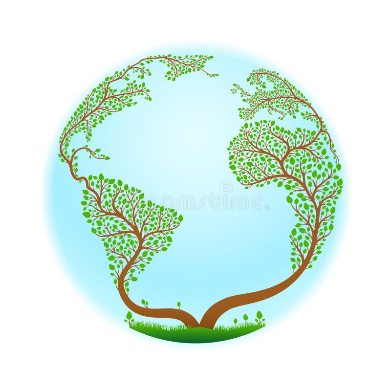 A Tree Stylized in the Form of Planet Earth. Vector Illustration Stock ...